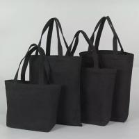 China Blank Black Canvas Tote Bag 6oz to 16oz Heavy Duty Eco Friendly Shopping Bag with Bottom Gusset for sale