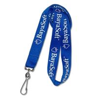 China Custom Polyester Lanyard 2cm x 90cm with Metal J Hook for ID Card Holder Promotional Neck Strap for sale