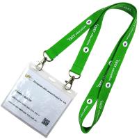 China Custom Polyester Screen Printed Lanyards 2cm x 90cm with Safety Breakaway and Double Metal Hooks for sale
