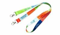 China Custom Polyester Screen Printed Lanyards 2cm x 90cm with Safety Breakaway and Double Metal Hooks for sale