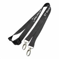 China Custom Polyester Screen Printed Lanyards 2cm x 90cm with Safety Breakaway and Double Metal Hooks for sale