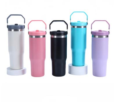 China 30oz Stainless Steel Vacuum Insulated Sports Water Bottle with Straw Leak Proof Tumbler Cup for sale