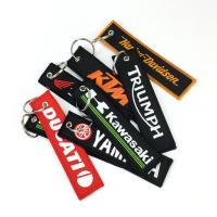 China Custom Fabric Keychain with Embroidery Logo Polyester Promotional Gift 100 PCS MOQ for sale