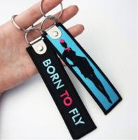 China Custom Fabric Keychain with Embroidery Logo Polyester Promotional Gift 100 PCS MOQ for sale