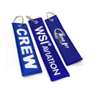 China Personalised Name Embroidered Keyring Woven Fabric Strap Damask Material for sale