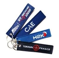 China Personalised Name Embroidered Keyring Woven Fabric Strap Damask Material for sale
