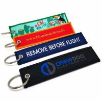 China Flight Jet Tag Keychain Badge Souvenirs Fabric Woven Custom Logo for sale