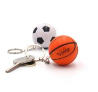 China Custom Logo PU Foam Stress Ball Keychain 4cm Basketball Football Soccer Key Ring for sale