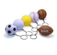 China Custom Logo PU Foam Stress Ball Keychain 4cm Basketball Football Soccer Key Ring for sale