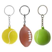 China Custom Logo PU Foam Stress Ball Keychain 4cm Basketball Football Soccer Key Ring for sale