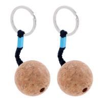 China Custom Logo Printed Round Cork Ball Keyring Blank Floating Wooden for sale