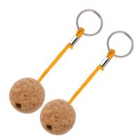 China Custom Logo Printed Round Cork Ball Keyring Blank Floating Wooden for sale
