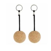 China Custom Logo Printed Round Cork Ball Keyring Blank Floating Wooden for sale