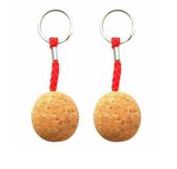 China Custom Logo Printed Round Cork Ball Keyring Blank Floating Wooden for sale