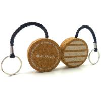China Custom Logo Cork Keychain Floating 35mm 50mm Promotional Wooden Keyring for Water Sports for sale