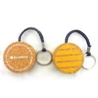 China Custom Logo Cork Keychain Floating 35mm 50mm Promotional Wooden Keyring for Water Sports for sale