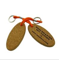 China Custom Logo Cork Keychain Floating 35mm 50mm Promotional Wooden Keyring for Water Sports for sale