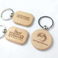 China Natural Wooden Name Keychain Badge Blank With Split Ring Personalized for sale