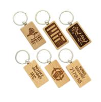 China Natural Wooden Name Keychain Badge Blank With Split Ring Personalized for sale