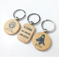 China Natural Wooden Name Keychain Badge Blank With Split Ring Personalized for sale