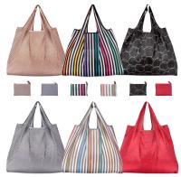 China Expandable Grocery Folding Reusable Bags 190T Polyester Heavy Duty for sale