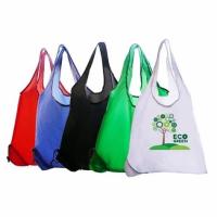 China Expandable Grocery Folding Reusable Bags 190T Polyester Heavy Duty for sale