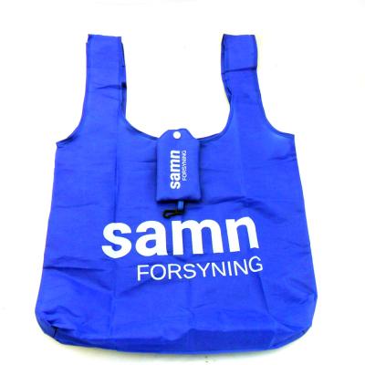 China Custom Foldable Shopping Bag 58x38cm Reusable Nylon Tote with Logo for Promotional Gifts for sale