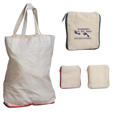 China Custom 8oz 10oz Canvas Cotton Collapsible Grocery Bags Foldaway Shopping Tote Bag for sale