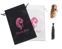 China ROHS Black Satin Drawstring Bag Pouch Hair Extention Wig Package for sale
