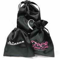 China ROHS Black Satin Drawstring Bag Pouch Hair Extention Wig Package for sale