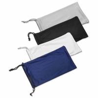 China Custom Microfiber Drawstring Sunglasses Pouch 9x18cm Soft Dust Bag with Logo for sale