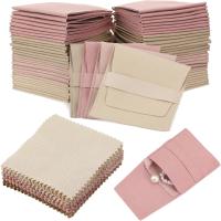 China Custom Folding Suede Velvet Jewelry Gift Bag Envelope Flap Microfiber Pouch 0.6mm for sale