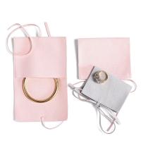 China Custom Debossed Microfiber Suede Jewelry Travel Pouch Bag 8x8cm with Flap Closure for sale