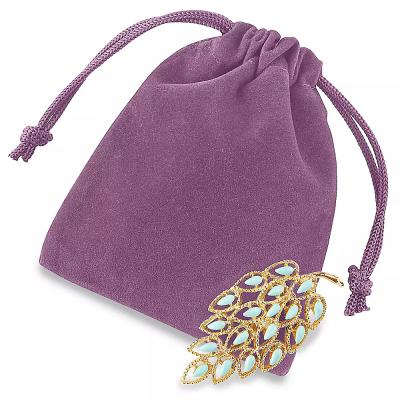 China Custom Velvet Jewelry Drawstring Pouch 7x9cm Mint Soft Flannel Bag for Necklace Rings for sale