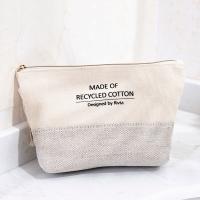China Makeup Storage Cotton Canvas Cosmetic Bag Bulk Pouch With Zipper Closure for sale