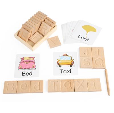 China Montessori Wood Spelling Toy Alphabet Puzzle Matching Words 26 Letters 36 Words for sale