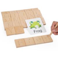 China Montessori Wood Spelling Toy Alphabet Puzzle Matching Words 26 Letters 36 Words for sale