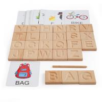 China Montessori Wood Spelling Toy Alphabet Puzzle Matching Words 26 Letters 36 Words for sale