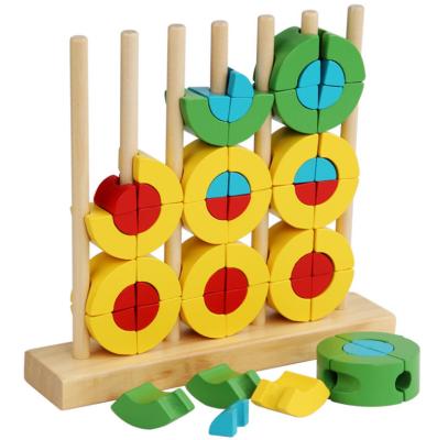China Montessori Wooden Rainbow Stacking Rings Toy 72pcs Educational Puzzle for Kids 3+ Years for sale