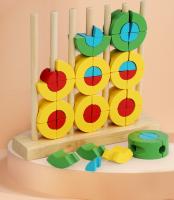 China Montessori Wooden Rainbow Stacking Rings Toy 72pcs Educational Puzzle for Kids 3+ Years for sale