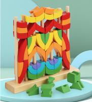 China Eco Friendly Washable Montessori Wooden Rainbow Rings Puzzle Toy 54pcs 21.3x23cm for sale