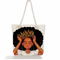 China African American Women Shoulder Top Handle Satchel Handbag 17.7x13.7x4.7 Inch Black Girl Magic Shopping Tote for sale