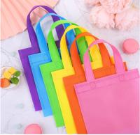 China Custom Non Woven Gift Bags 20x20cm Reusable Tote Bags with Handles Rainbow Colors for Party Wedding for sale