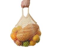 China Washable Reusable Cotton Mesh Tote Bags for Produce 25x25x10cm Custom Logo for sale