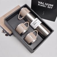 China Double Wall Stainless Steel Vacuum Flask 500ml Insulated Thermos with 3 Cups for sale