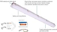 China Industrial LED Vapor Tight Light Fixture IP66 IK10 2ft 4ft 5ft 8ft 120-277V 140lm/W for sale