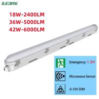 China Commercial LED Vapor Tight 18W 4Ft Waterproof IP66 Triproof Light with 0-10V Dimming for sale