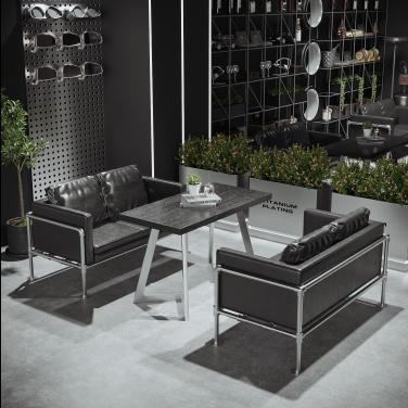 China Spray Painted Metal Table Set Customized Industrial Pipe Sofa Table For Restaurant for sale