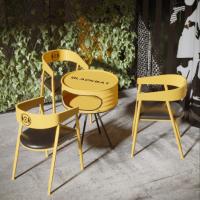 China Industrial Oil Drum Metal Table and Chairs Set for Restaurant Cafe Outdoor Use 12 Color Options for sale