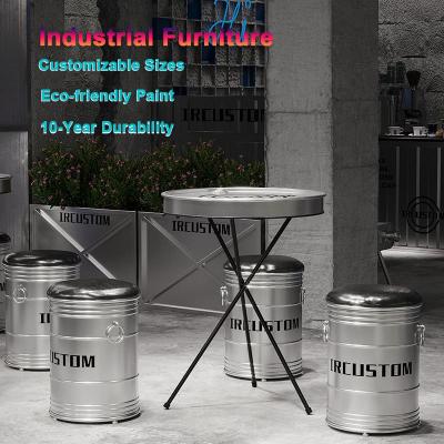 China Rust Resistant Oil Drum Furniture Table and Chairs Set 4 Piece Indoor Outdoor for sale